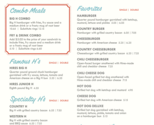 Hires Big H Menu, Prices and Locations - Central Menus
