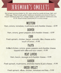 Jeremiah’s Restaurant Menu, Prices and Locations - Central Menus