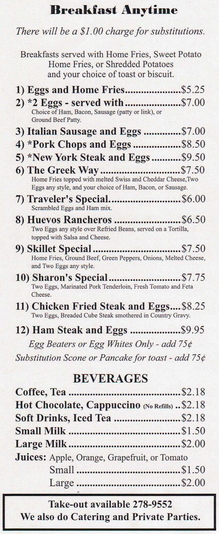 Sharon’s Cafe Menu, Prices And Locations